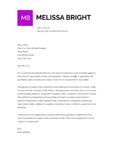 Best Journalism Cover Letter Example for 2022