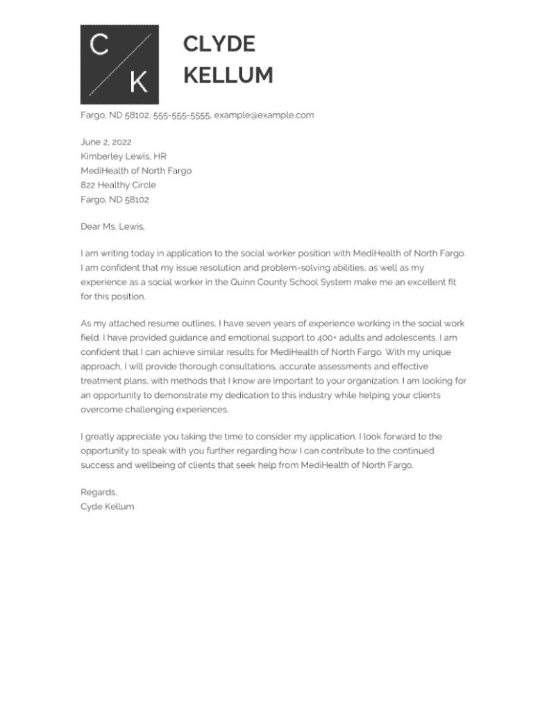 How to Write a Social Work Cover Letter | ResumeNerd